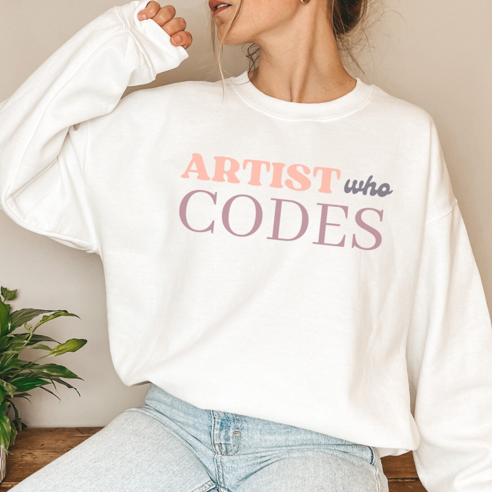 Artist Who Codes Crewneck Sweatshirt Artist in Tech Gift for Stem ...