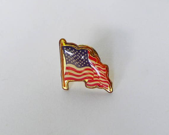 American Flag Enamel Lapel Pin Vintage Patriotic Jewe… - Gem
