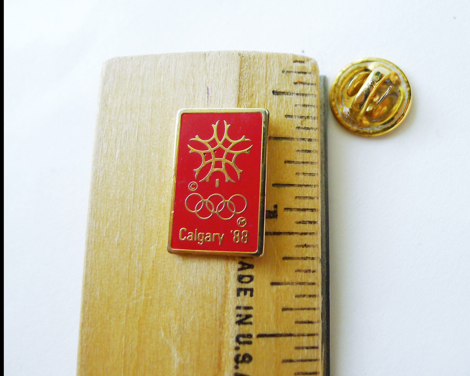 88 Calgary Olympics Logo Trading Pin Red Gold Lapel Pin | Etsy