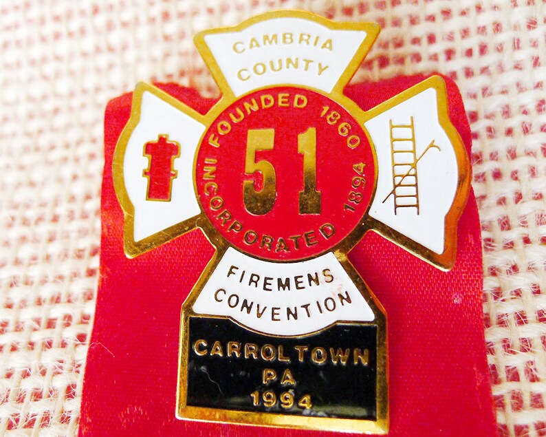 Fireman Pin Delegate Badge Fire Fighter Vintage Collectible - Etsy