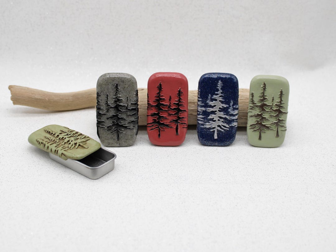 Sliding Pill or Stash Box "alpine Forest, Redwood, Evergreen, Pine Tree ...