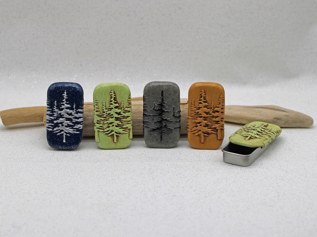 Sliding Pill or Stash Box "alpine Forest, Redwood, Evergreen, Pine Tree ...