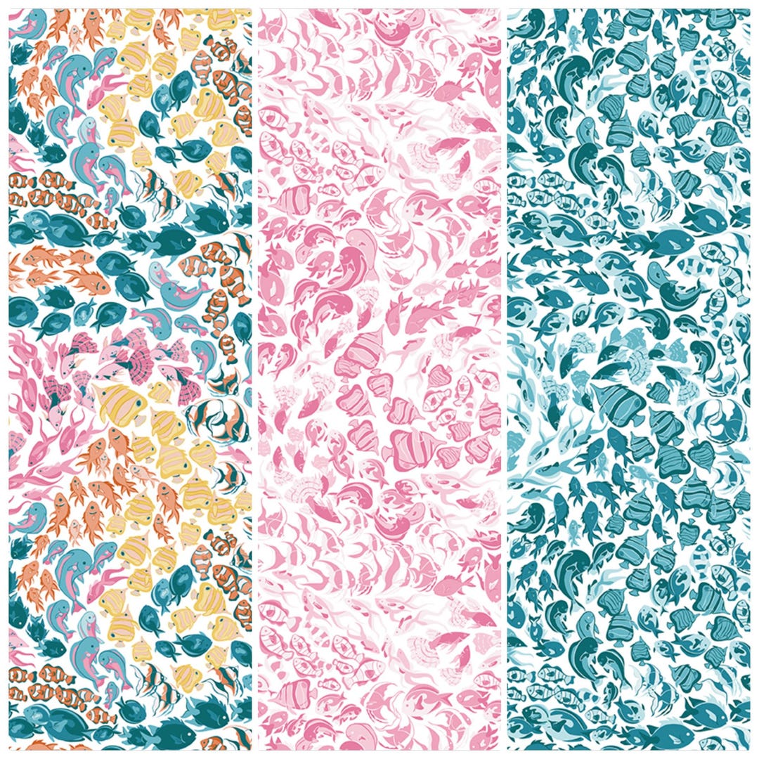 Fish by Corinne Wells - by the Half Yard - 100% Cotton Fabric - Etsy