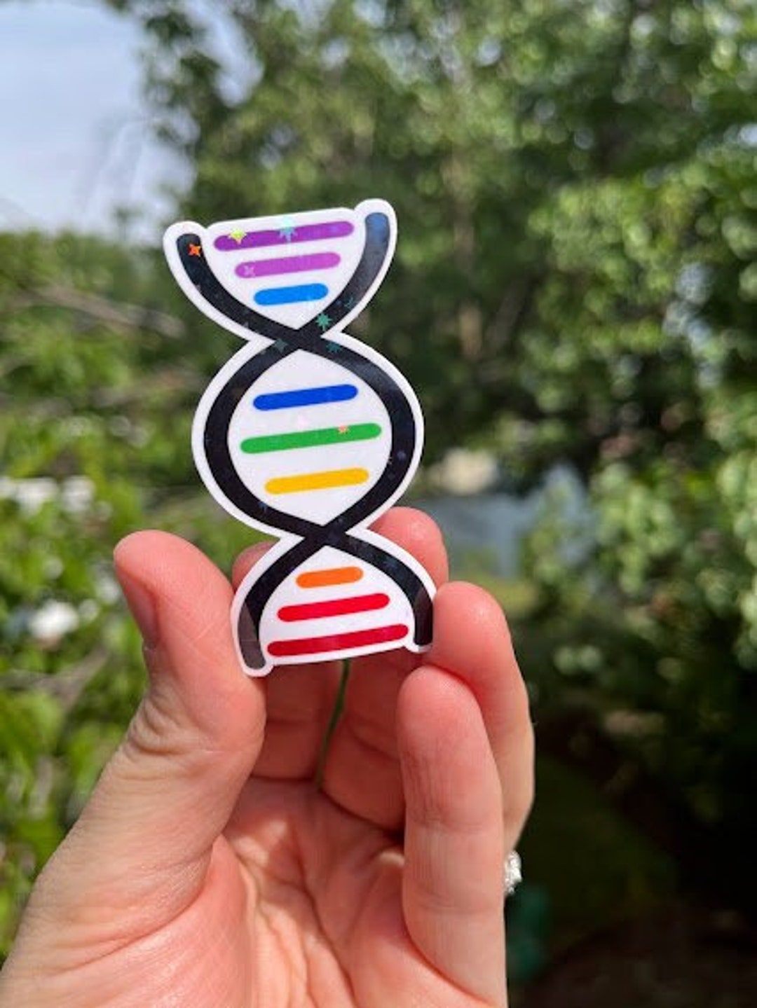 Rainbow DNA Holographic Vinyl Sticker, Gift for Pride, Love is Love ...