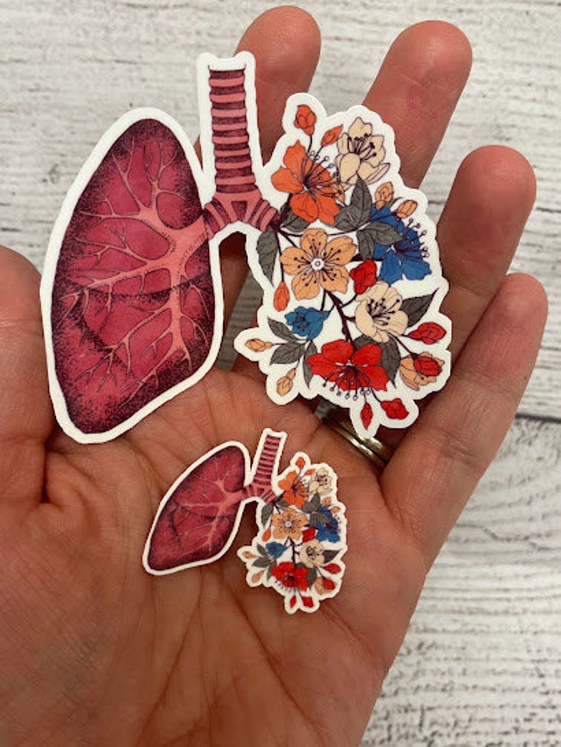Lungs With Flowers Vinyl Sticker Large and Mini Sizes - Etsy