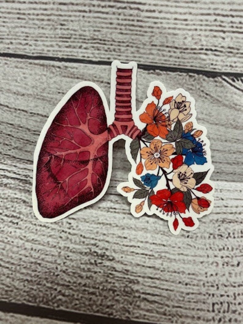 Lungs With Flowers Vinyl Sticker Large and Mini Sizes - Etsy