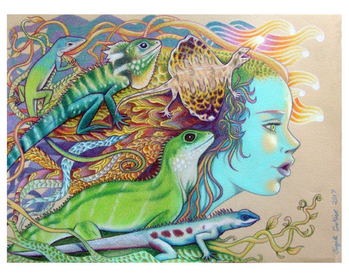 Fantasy Lizard Art Print a Tangle of Lizards - Etsy