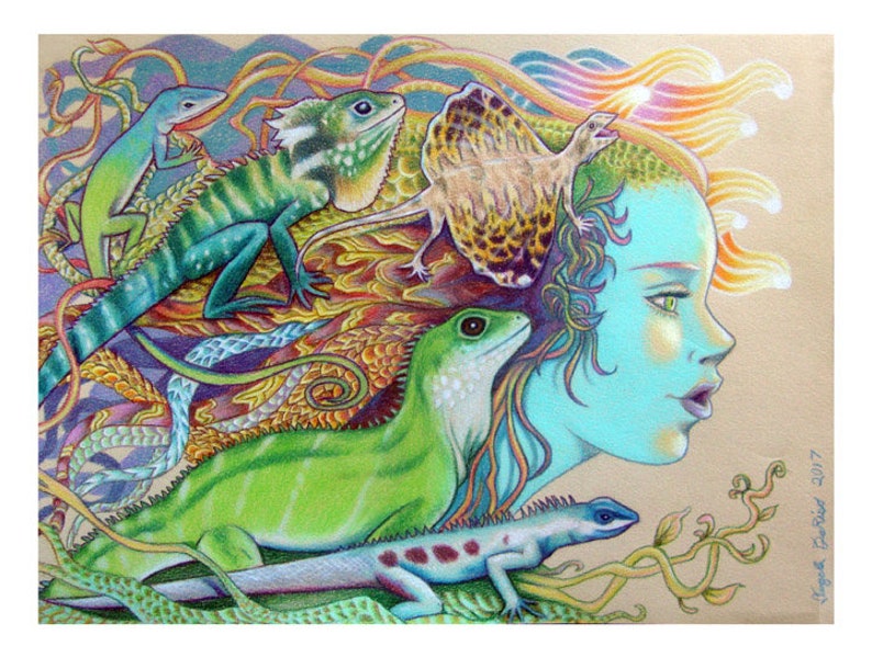 Fantasy Lizard Art Print a Tangle of Lizards - Etsy