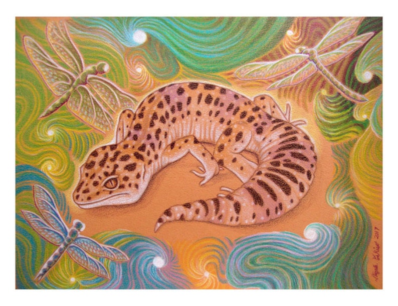 Leopard Gecko Art Print leopard Flies - Etsy
