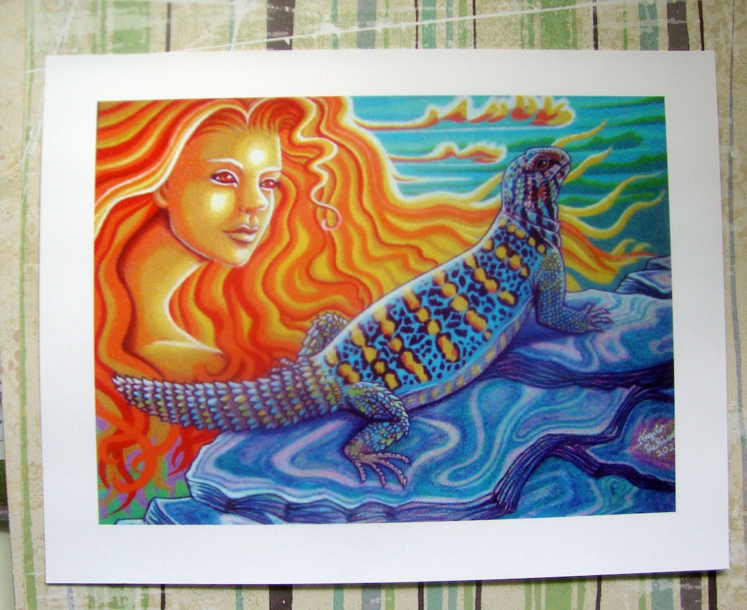 Uromastyx Lizard Fantasy Art Print - Sun and Uro - Etsy