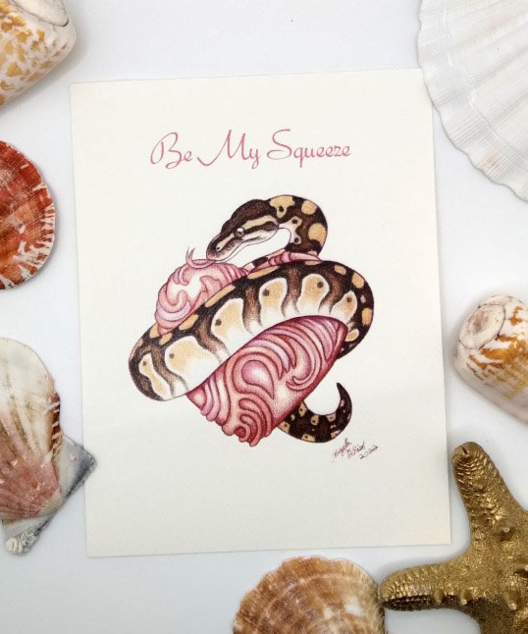 Ball Python Valentine Greeting Card - Etsy