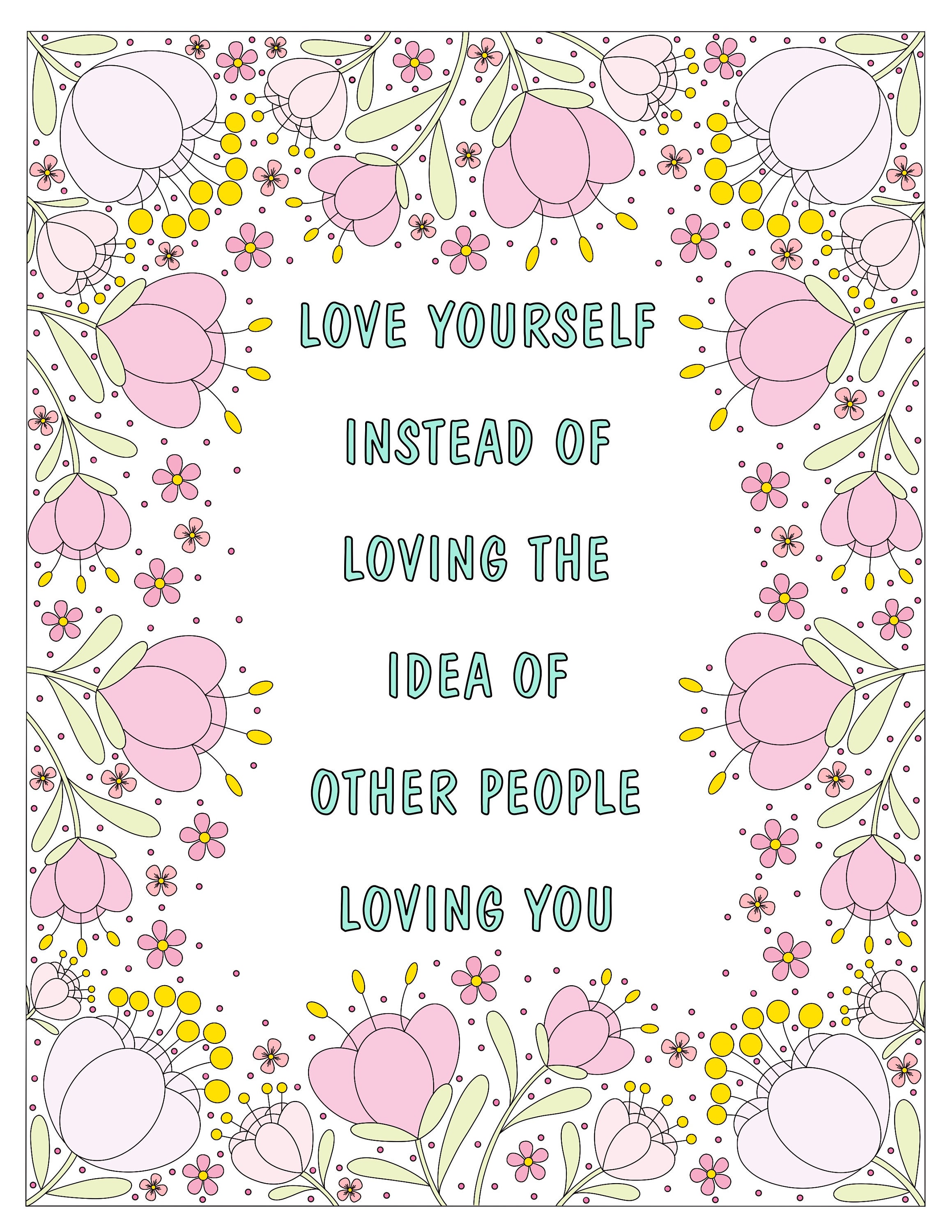Self-love Coloring Page Quote Coloring Page Spring Coloring - Etsy Canada