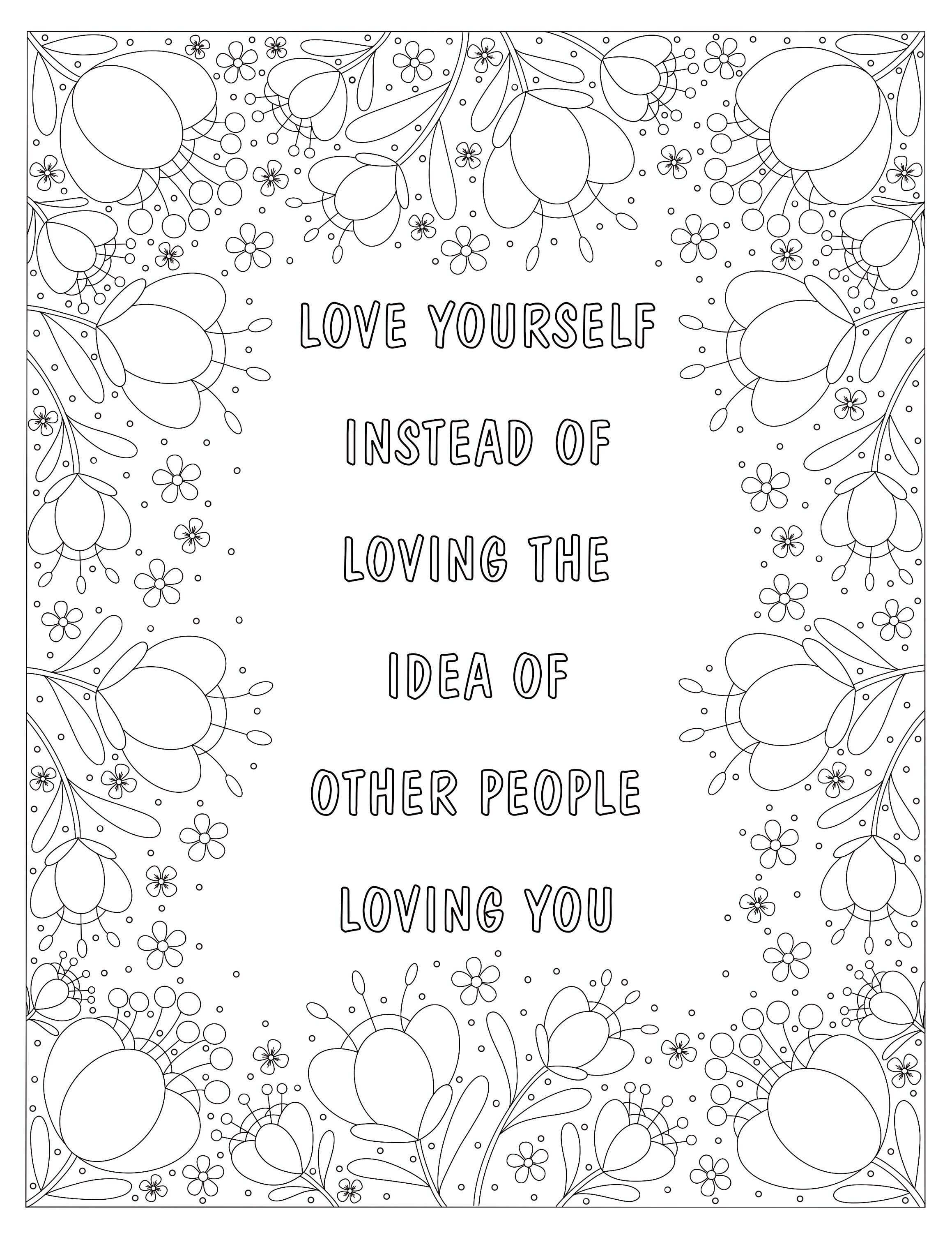 Self-love Coloring Page Quote Coloring Page Spring Coloring - Etsy Canada
