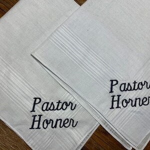 Set of Embroidered Handkerchiefs, Pastor’s Gift, Custom Colors ...