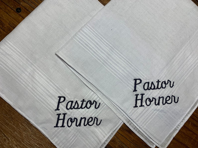 Set of Embroidered Handkerchiefs Pastors Gift Custom - Etsy