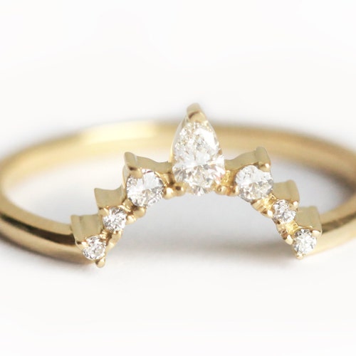 Simple Diamond Wedding Band Moissanite Wedding Band V Shaped | Etsy