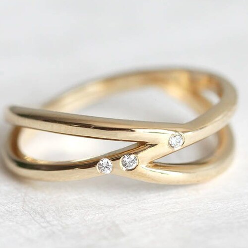 14k Gold Promise Ring Unique Diamond Wedding Ring Gold Knot - Etsy