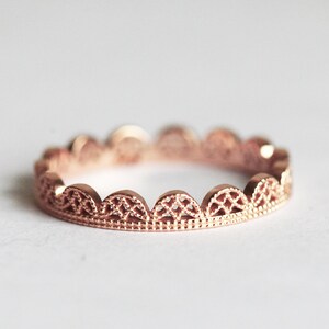 Gold Filigree Ring, Rose Gold Lace Band, Delicate Lace Wedding Ring in ...