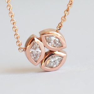 Unique Rose Gold Diamond Necklace, Solitaire Diamond Necklace, Mother ...