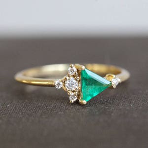 Triangle Ruby Ring, Ruby Engagement Ring, Genuine Natural Ruby Diamond ...