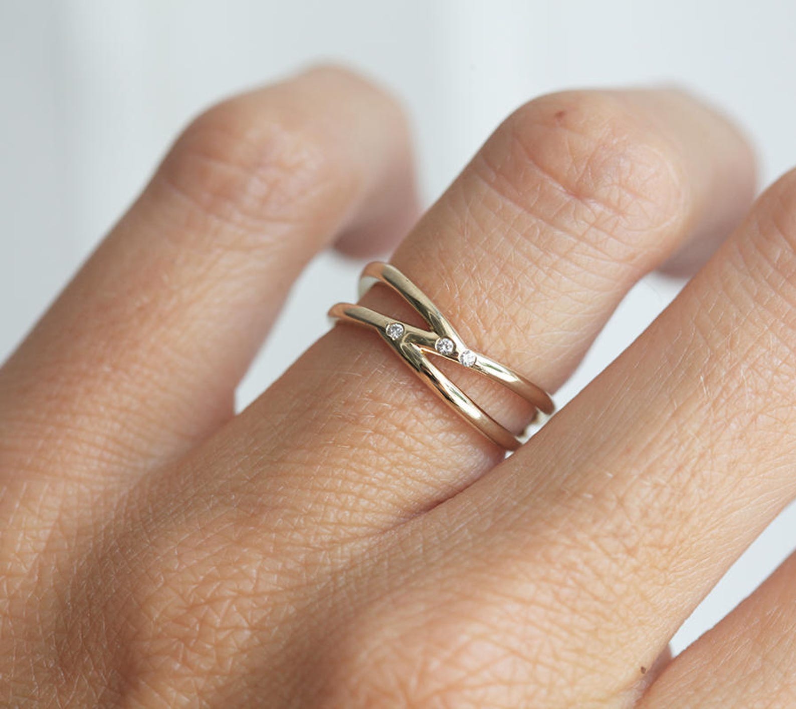 14k Gold Promise Ring Unique Diamond Wedding Ring Gold Knot - Etsy