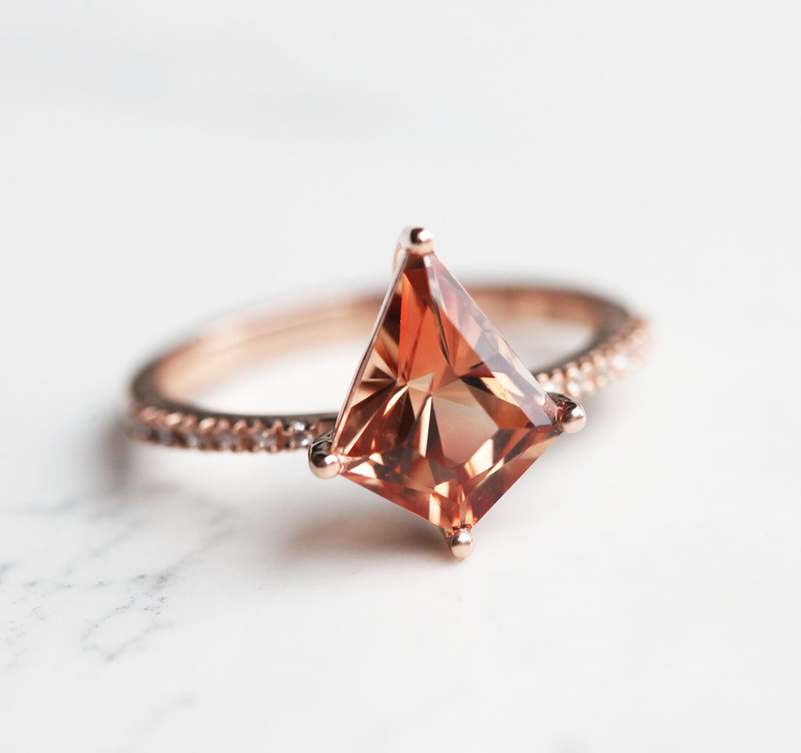 Kite Sunstone Ring Oregon Sunstone Ring Geometric Engagement - Etsy