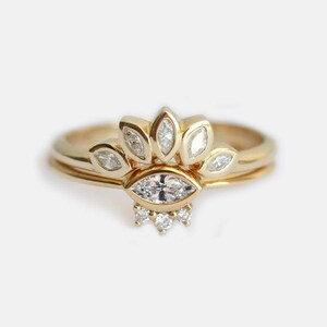 Delicate Diamond Ring Set Dainty Diamond Engagement Ring With - Etsy