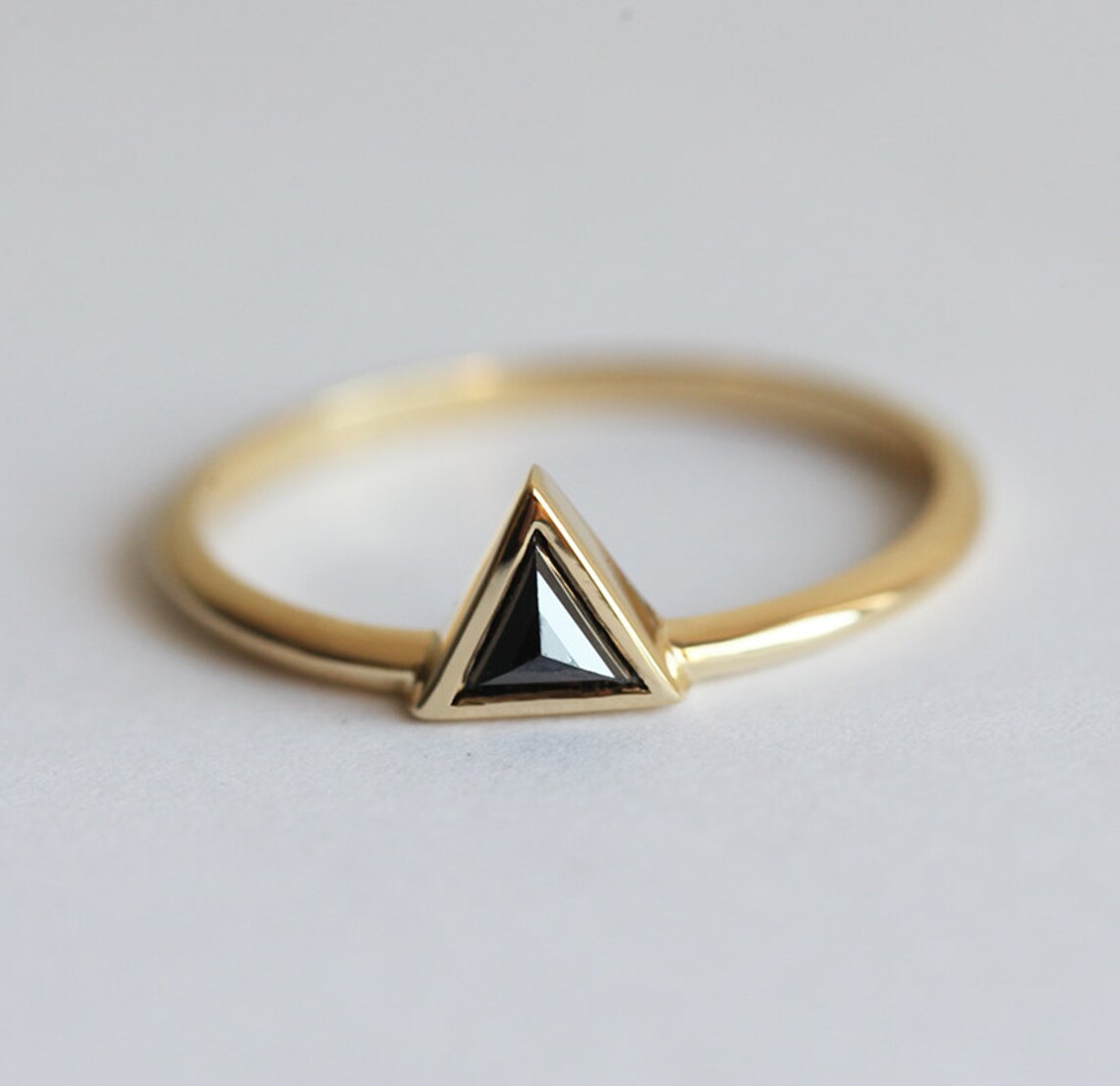 Black Diamond Ring Set Geometric Engagement Set Bezel - Etsy