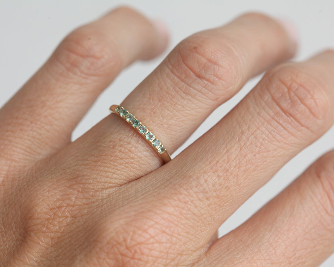 Alexandrite Ring Light Blue Wedding Band June Birthstone - Etsy