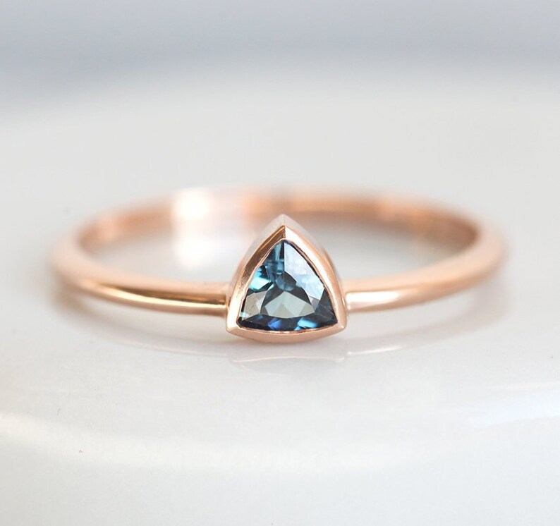 Simple Sapphire Ring Rose Gold Sapphire Solitaire Ring Teal - Etsy