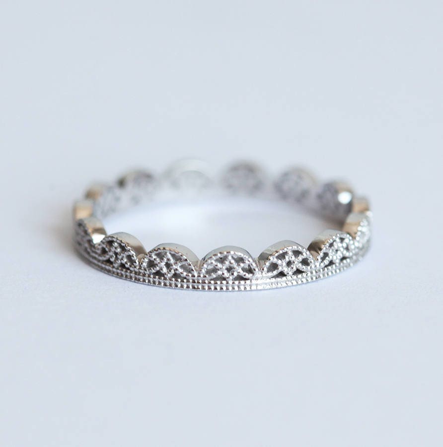 Thin Lace Ring Delicate Wedding Band Delicate Wedding Ring | Etsy