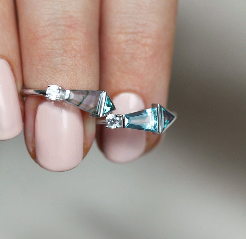 Aquamarine Engagement Ring Alexandrite Cluster Unique - Etsy