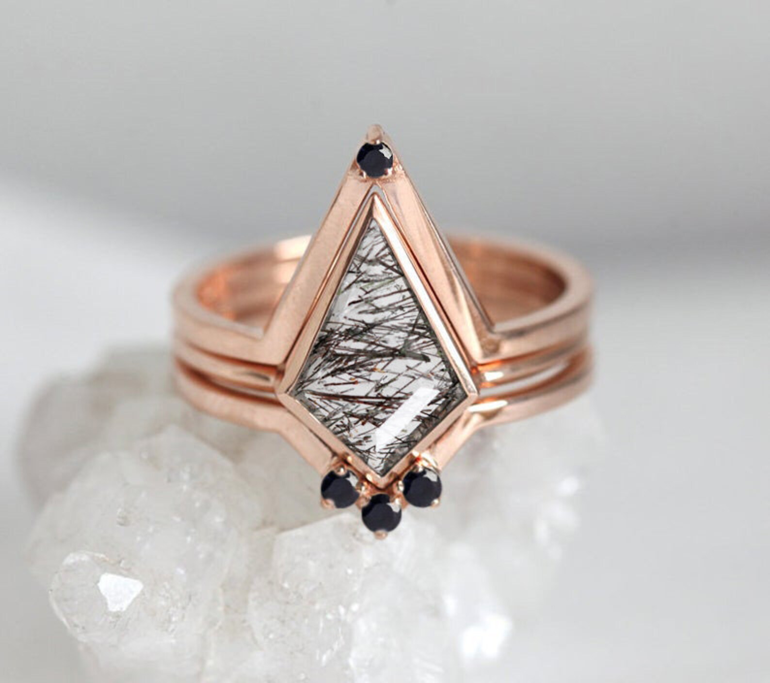 Kite Ring Rutilated Quartz Ring Kite Shaped Engagement Ring - Etsy