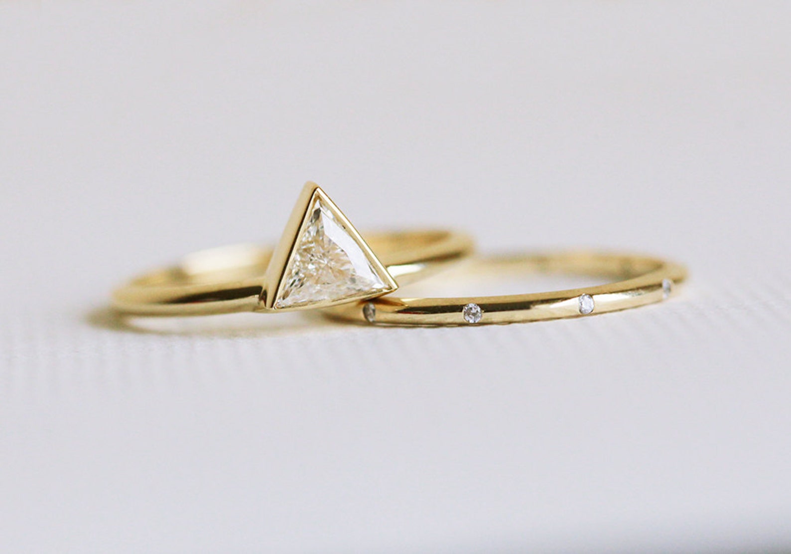 Modern Triangle Diamond Ring Set Triangle Diamond Set With - Etsy