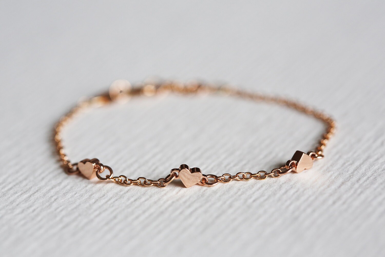 14k Solid Rose Gold Heart Bracelet Baby Girl Rose Gold Chain - Etsy