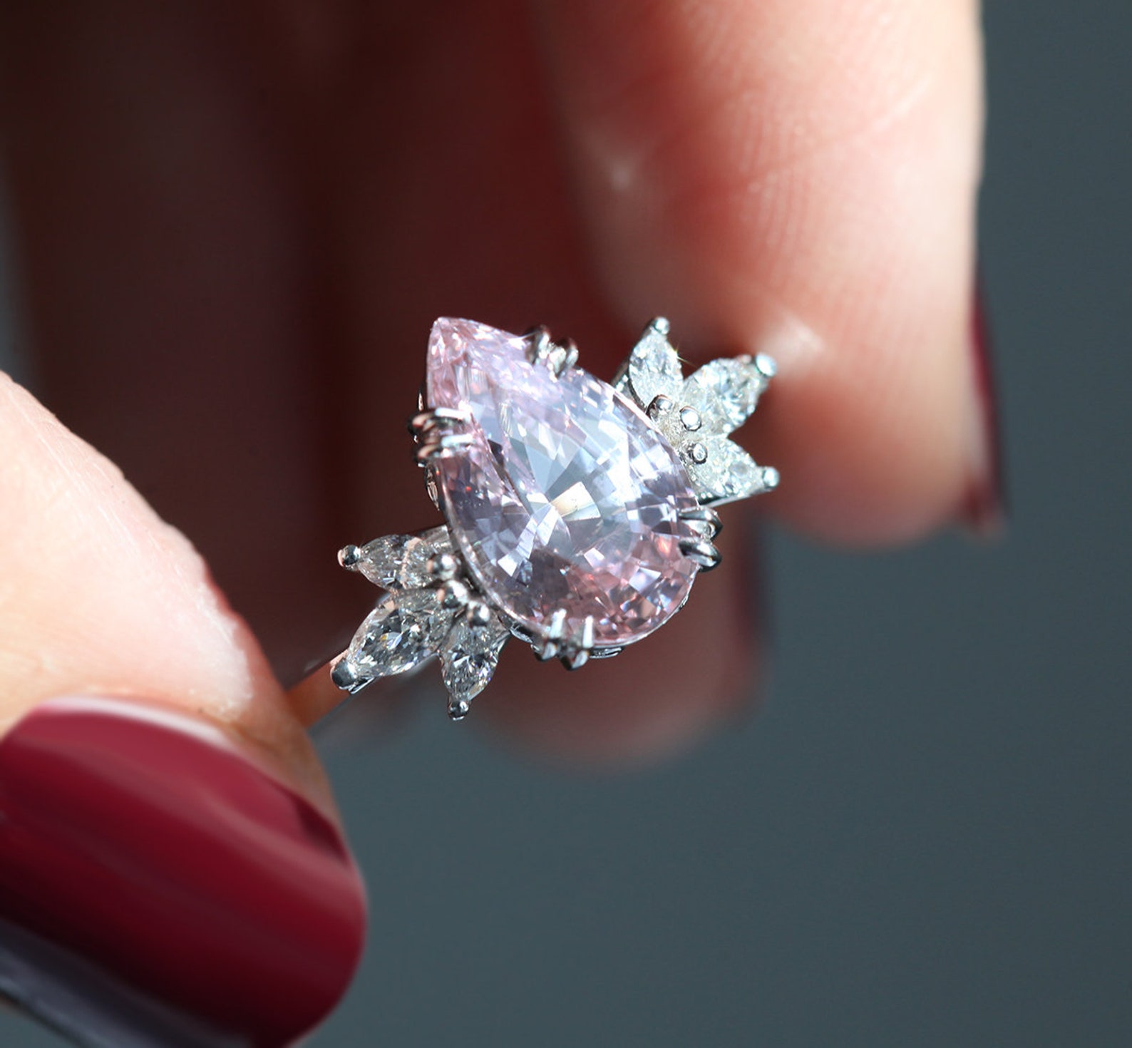 Peach Sapphire Engagement Ring Peach Engagement Diamond Ring - Etsy