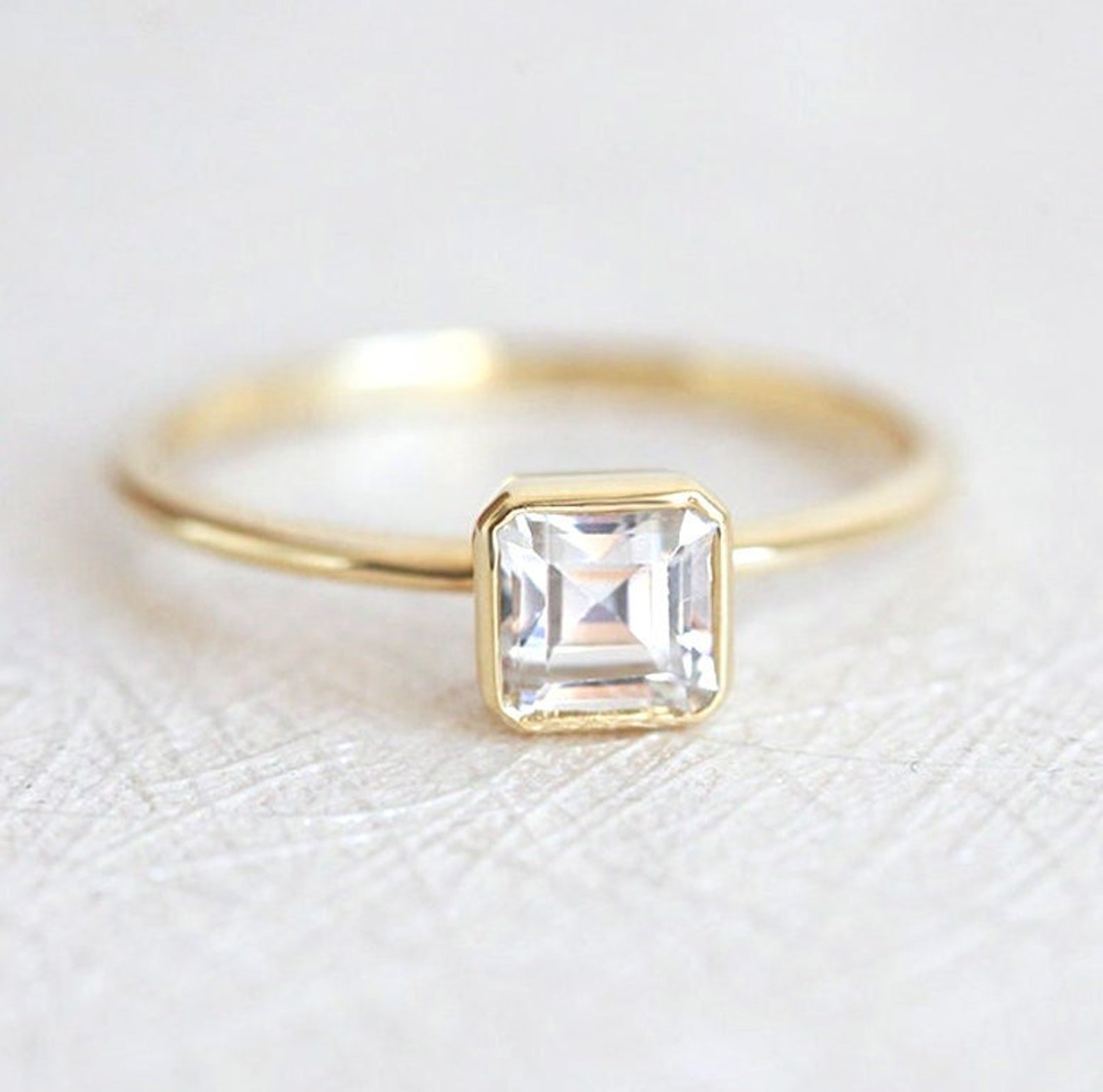 Asscher Diamond Ring Asscher Solitaire Diamond Engagement | Etsy