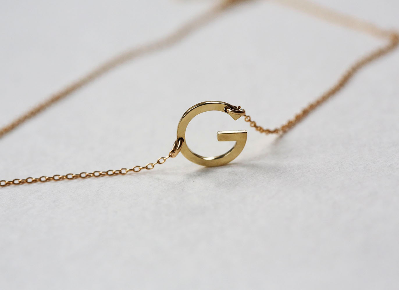 Small Personalized Initial Necklace 14k Solid Gold - Etsy