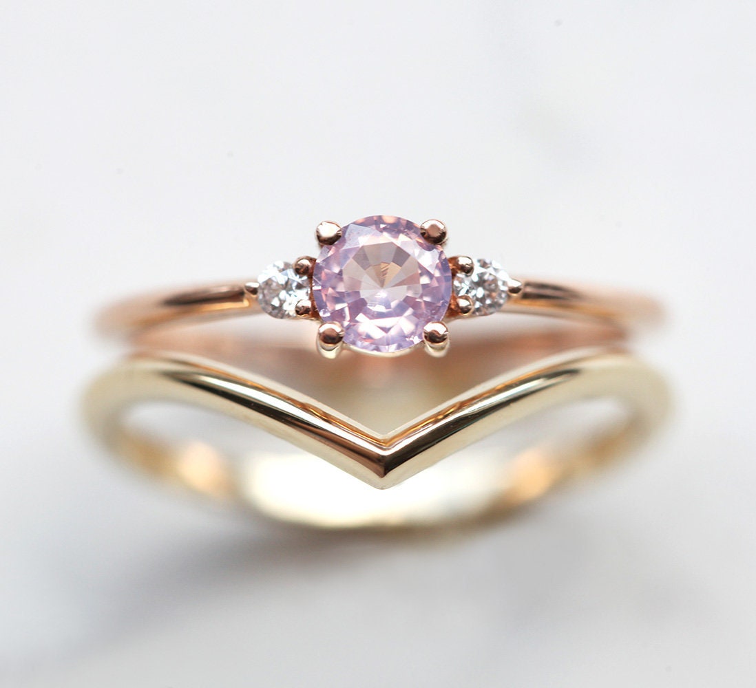 Pink Lavender Sapphire Ring Lavender Sapphire Engagement | Etsy