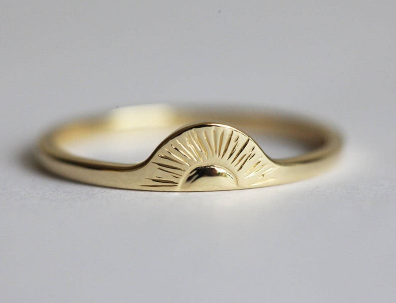 Sun Ring Gold Sunrise Ring Sunset Ring Boho Wedding Band | Etsy