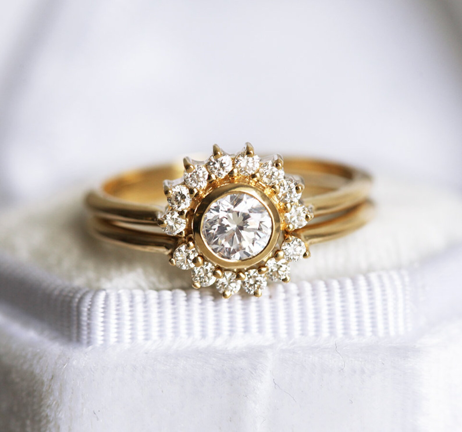 Half Carat Diamond Engagement Ring Set Round 0.5ct Diamond | Etsy