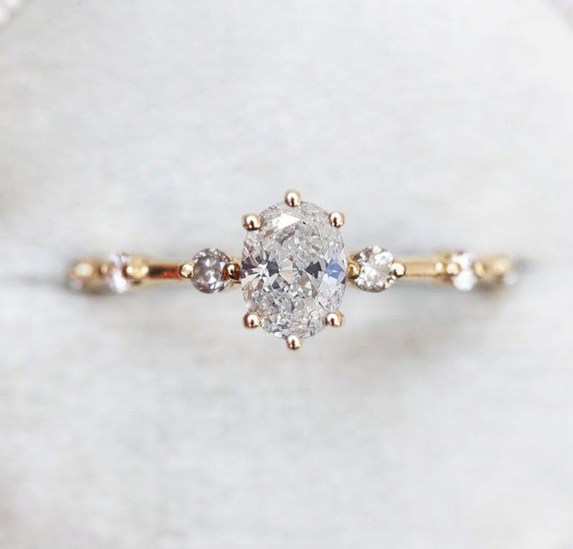 Oval Diamond Engagement Ring Oval Cut Diamond Ring 0.5ct - Etsy