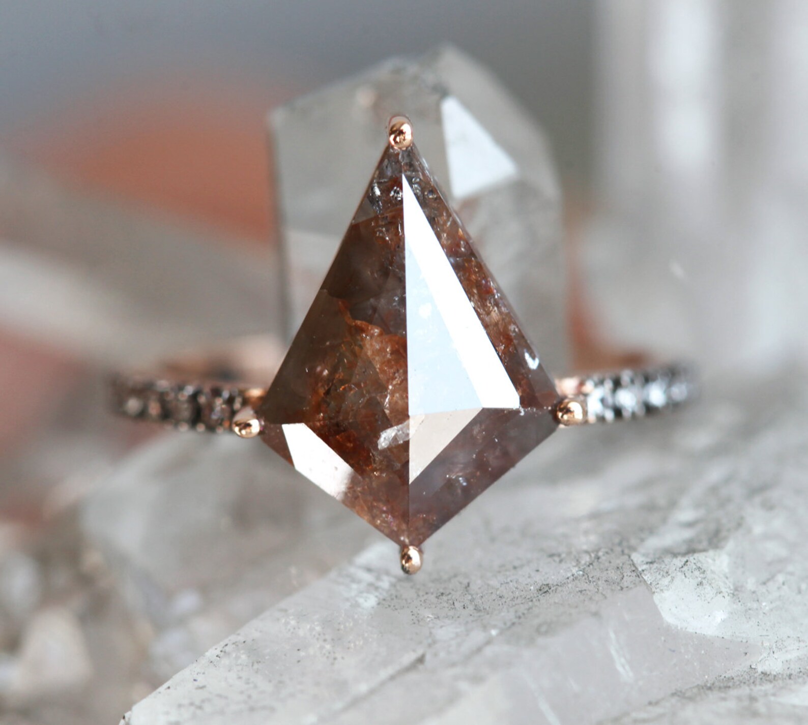 Red Brown Diamond Engagement Ring Rhomb Red Diamond Ring - Etsy