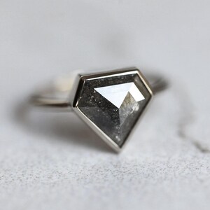 Shield Diamond Ring Set, Salt Pepper Diamond Ring Set With Shield ...