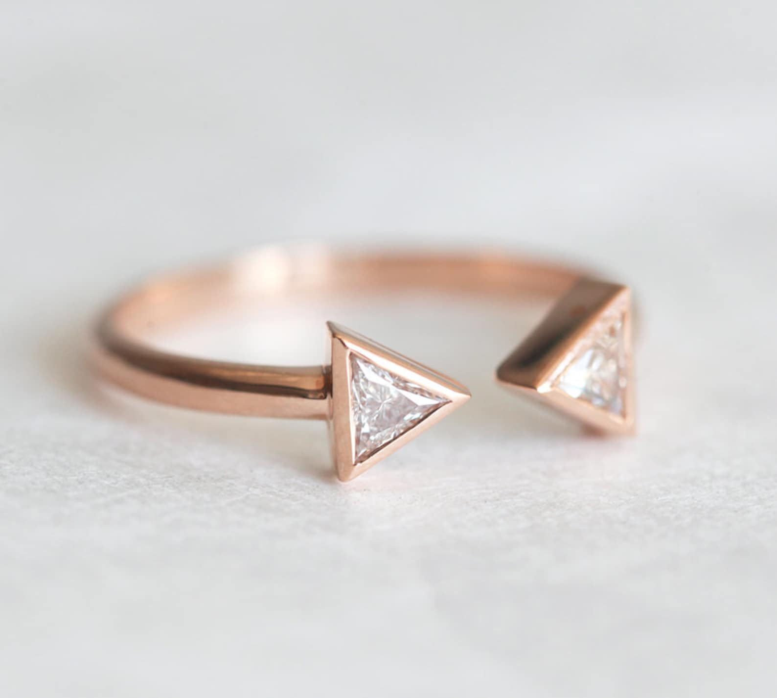 Open Triangle Diamond Band Unique Modern Pointed Diamond Ring | Etsy