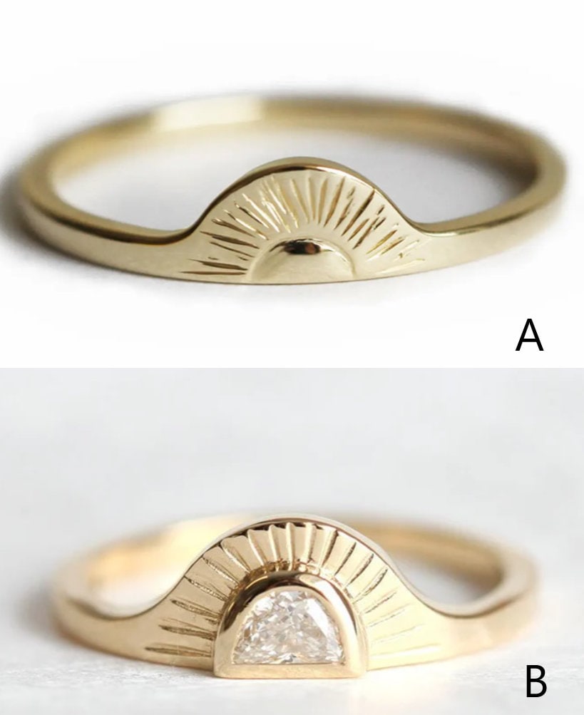 Sun Ring Gold Sunrise Ring Sunset Ring Boho Wedding Band | Etsy