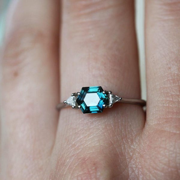 Teal Diamond Ring - Etsy