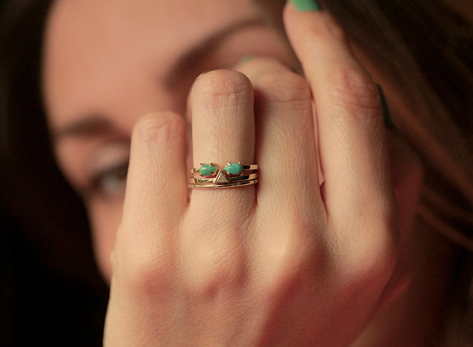 Pear Turquoise Ring Ring With Turquoise Open Gold Band - Etsy