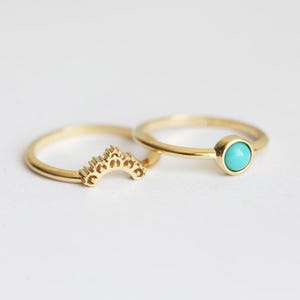 Turquoise Ring Set 18k Yellow Gold With Lace Band - Etsy