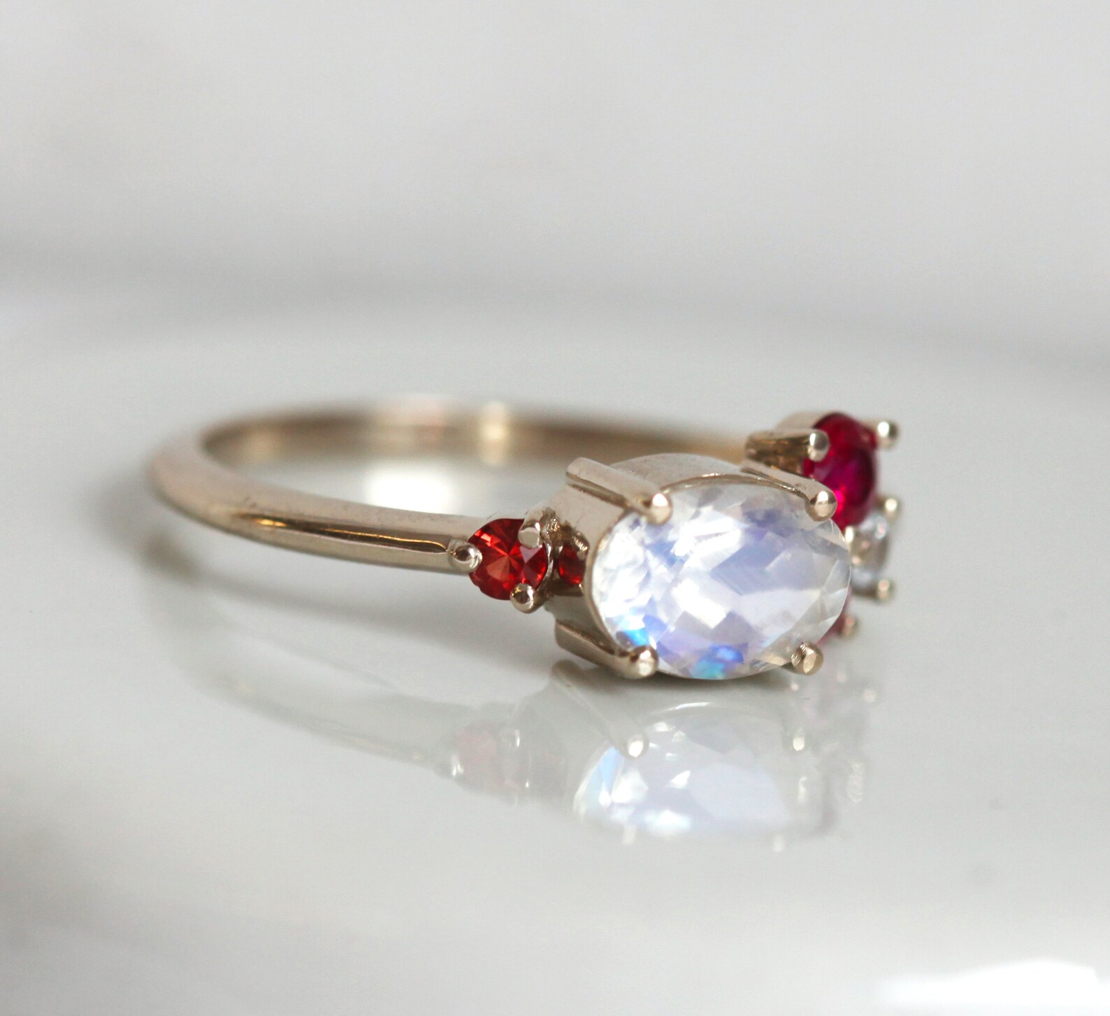 Rainbow Moonstone Cluster Ring June Ring Multistone Ring - Etsy